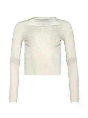 Rick Owens Cutout Cropped Knitted Sweater - Neutrals