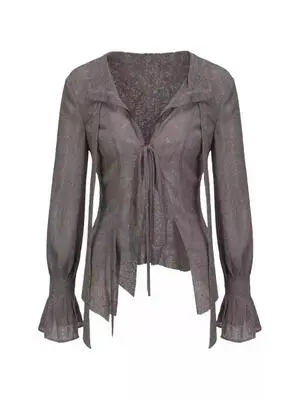 ELYWOOD Open-knit Tie-fastening Cardigan