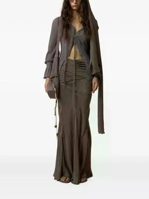 ELYWOOD Open-knit Tie-fastening Cardigan
