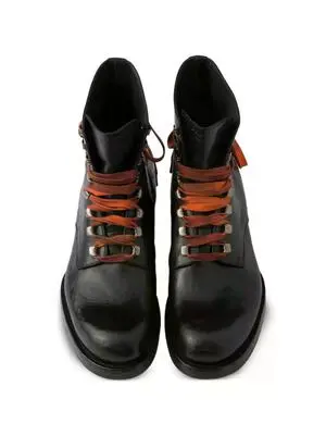 Prada Leather Laced Biker Boots