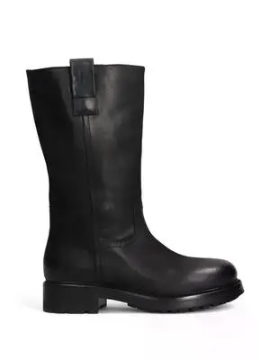 STRATEGIA SHOES Pull-tab Leather Boots - Black