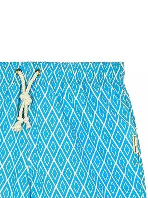 GASSA D AMANTE Praiano Geometric-print Swim Shorts - Blue
