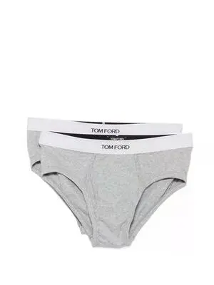 TOM FORD Logo-waistband Briefs - Grey