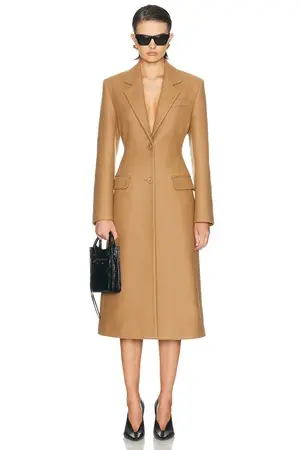 Balenciaga Long Coat In Brown