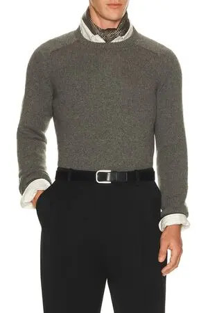 Saint Laurent Round Neck Sweater In Grey - Heather Anthracite