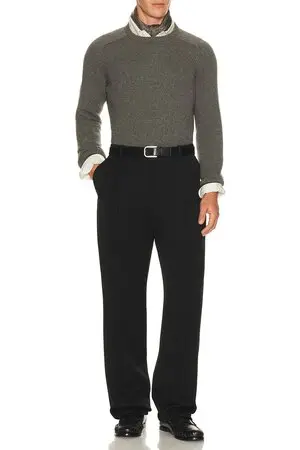Saint Laurent Round Neck Sweater In Grey