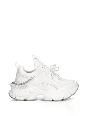 BUFFALO Binary Pearl-embellished Chunky-sole Sneakers - White