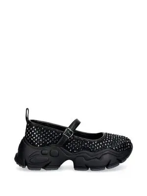 BUFFALO Binary Ballerina Glam Crystal-embellished Ballet Flats - Black