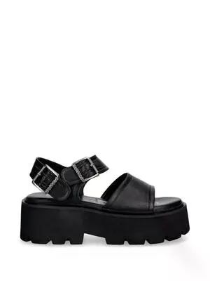 BUFFALO Brake Buckle-fastening Platform Sandals - Black