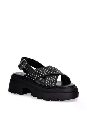 BUFFALO Vega Cross Studded Platform Sandals - Black