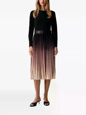 Dkny Belted Pleated Midi Dress - Black