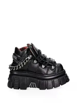 NEW ROCK Metallic Platform Chain-link Boots - Black