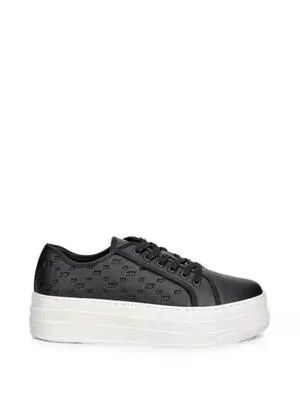 Armani Exchange Logo-debossed Platform Sneakers - Black