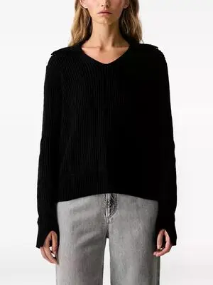 Armani Exchange Ribbed-knit Spread-collar Sweater