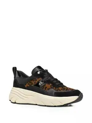 Geox Diamanta Leopard-print Panelled Sneakers - Black