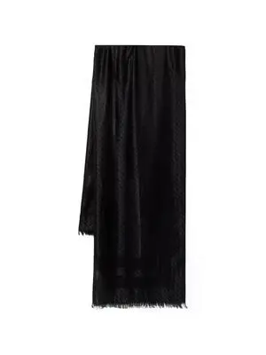 Armani Exchange Monogram Frayed-edge Scarf - Black