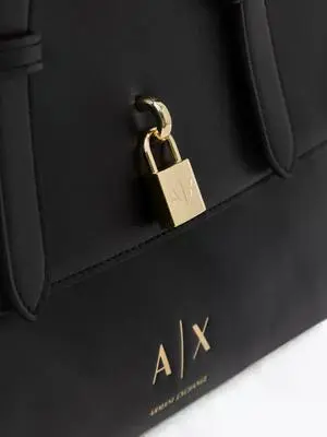 Armani Exchange Padlock-detail Logo-print Shoulder Bag