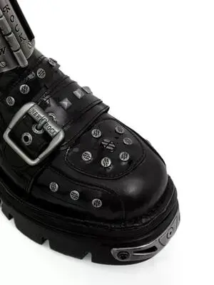 NEW ROCK Metallic Studded Buckled Boots