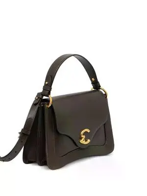 COCCINELLE Logo Plaque Leather Shoulder Bag - Brown
