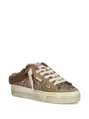 CRIME LONDON Soho Sabot Slip-on Platform Sneakers With Faux-fur Trim