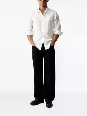 Armani Exchange Logo-jacquard Long-sleeved Shirt - White