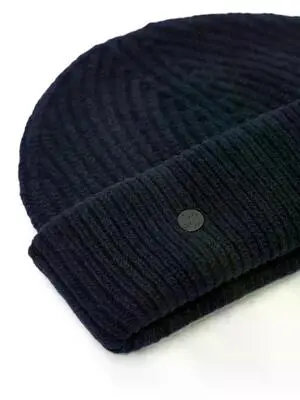 Closed Ribbed-knit Logo-plaque Beanie Hat