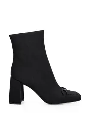 Moschino Horsebit Detail Block Heel Ankle Boots