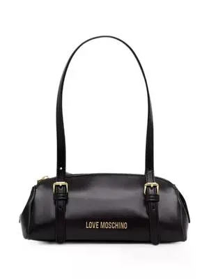 Moschino Buckle-detail Logo-plaque Shoulder Bag - Black