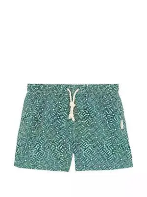 GASSA D AMANTE Furore Geometric-print Swim Shorts - Green