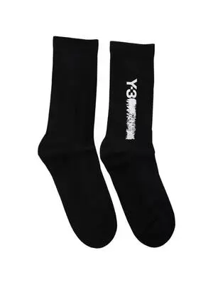 Y3 Ribbed Knit Logo Print Calf Length Socks