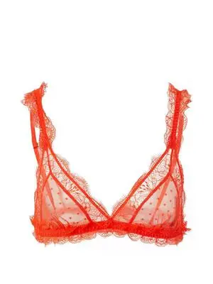 Love Stories Lace-trim Polka-dot Bra - Red