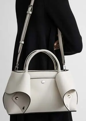 TOTEME Small Mercer Leather Tote Stone/red