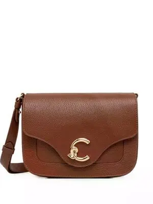 COCCINELLE Logo-plaque Pebbled Shoulder Bag - Brown