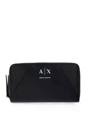 Armani Exchange Logo-print Zip-around Wallet - Black