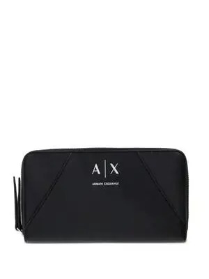 Armani Exchange Logo-print Zip-around Wallet - Black