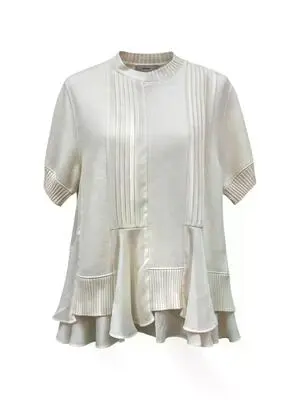 Sacai Ruffled Pleated T-shirt - White