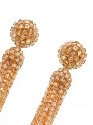 Oscar De La Renta Beaded Tassel Clip-on Earrings - Gold