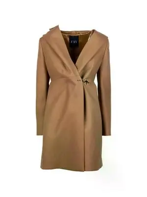 FAY Hooded Lobster-claw-fastening Coat - Brown