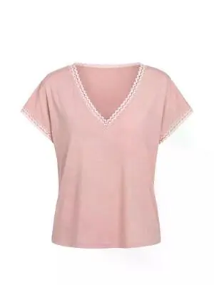 MOLLY BRACKEN Lace-trim V-neck T-shirt