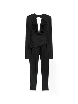 Andamane Plunging Backless Jumpsuit - Black