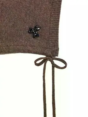 Simone Rocha Simone Rocha Embellished Cashmere Beanie Hat Brown