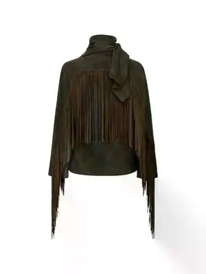 Rick Owens Concordians Scarf Fringed Leather Jacket