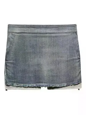 Rick Owens Frayed-hem Back-zip Mini Skirt - Blue