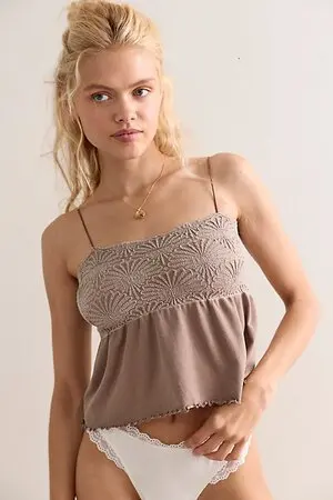 Free People Love Letter Babydoll Cami - Stone