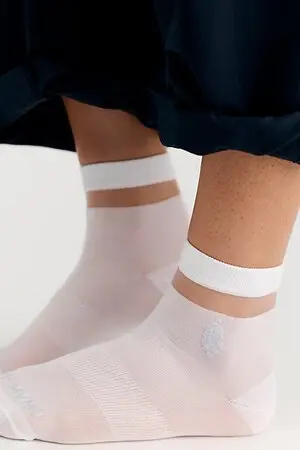 Free People Micro Mesh Quarter-length Crew Socks - White