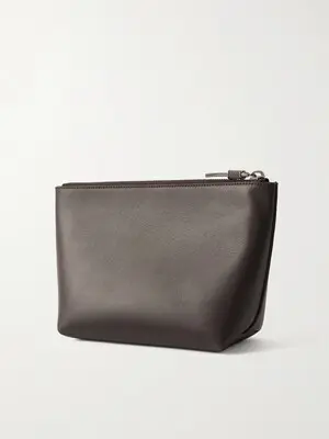 Brunello Cucinelli Bead-embellished Leather Cosmetic Case - Brown