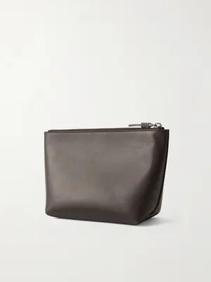 Brunello Cucinelli Bead-embellished Leather Cosmetic Case - Brown