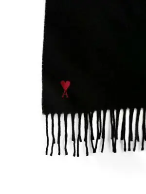AMI Paris Embroidered-logo Scarf