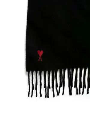 AMI Paris Embroidered-logo Scarf