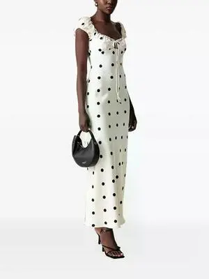 Bardot Stasia Polka-dot Lace-trim Maxi Dress - White